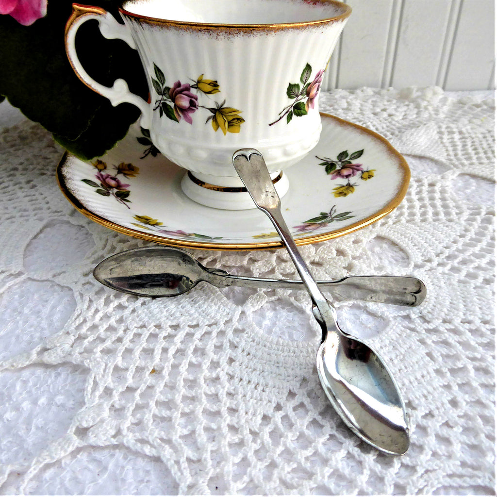 Pair Antique English Silver Master Salt Spoons Tipped 1920s Silver Mus ...