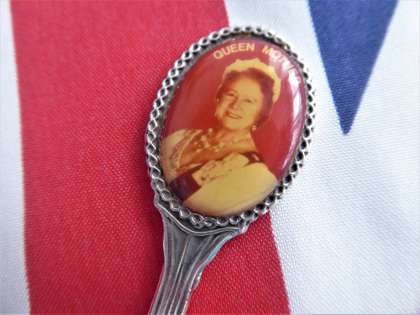 English Souvenir Spoons Queen Mother Union Jack 1950s Celluloid Bubble ...