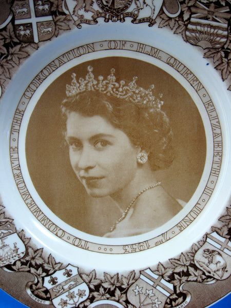 Queen Elizabeth II Coronation Plate Clarice Cliff Sepia 1953 For Canad ...