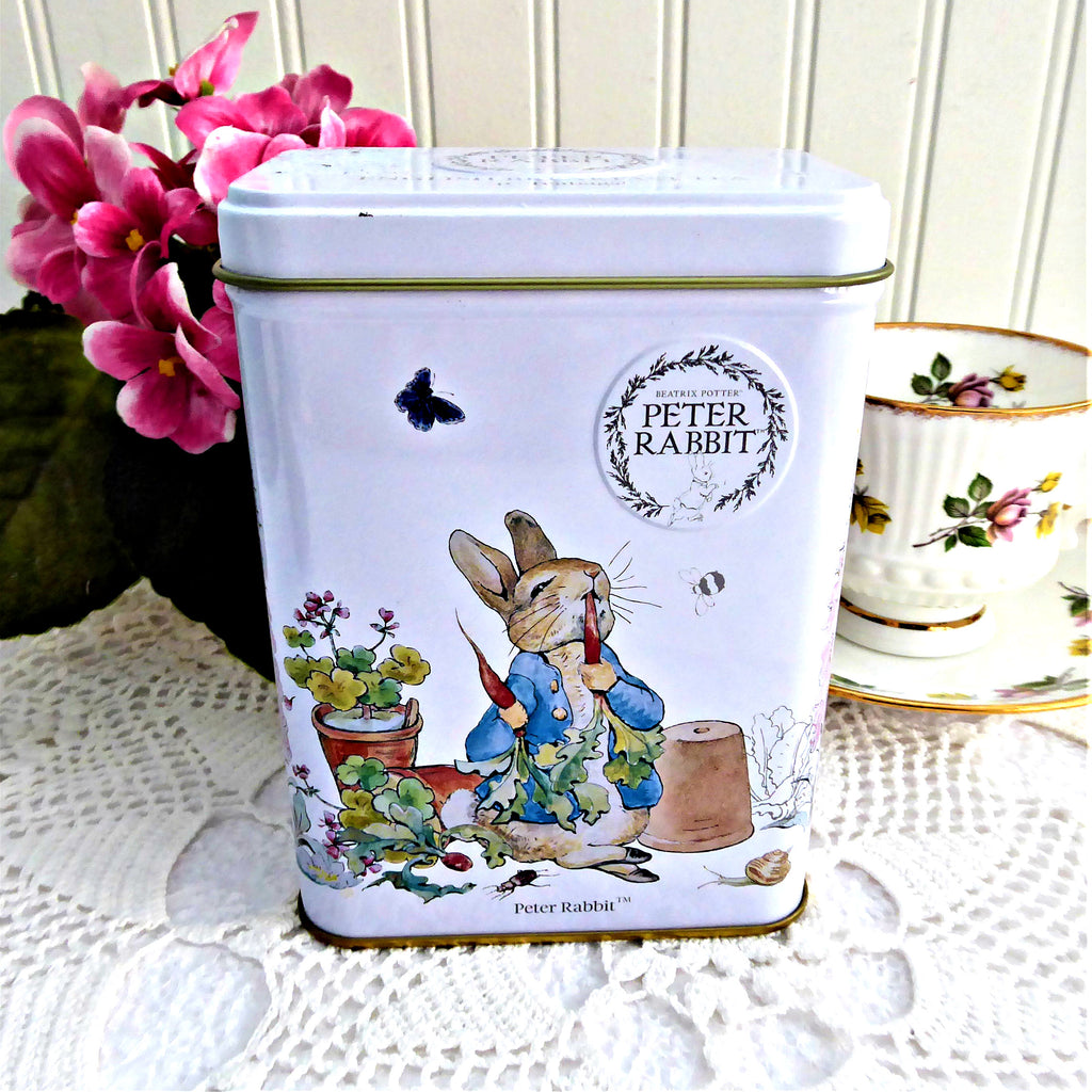 Tea Tin Beatrix Potter Peter Rabbit Empty Tea Canister Jeremy Fisher T ...