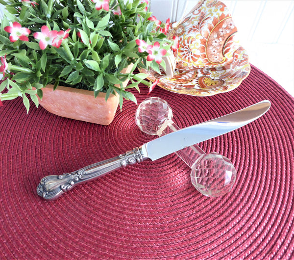 Mid Victoria Crystal Cutlery Rest Barbell Hand Faceted Knife Rest Carv ...