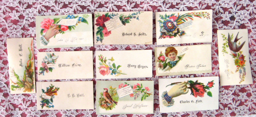 Victorian Original 11 Visiting Cards Calling Cards Boy Birds Hands Var ...