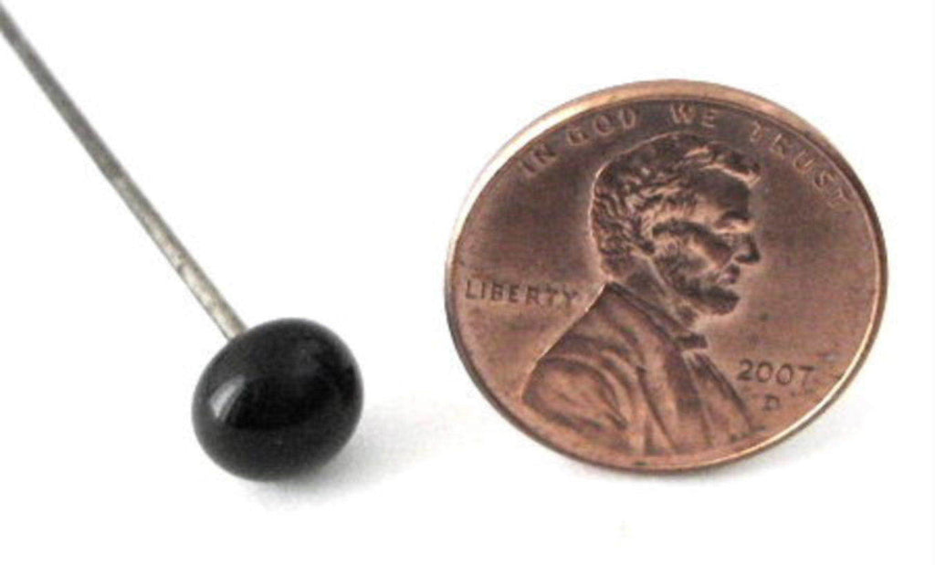 Hatpin Black Glass Ball English Mourning Long Hat Pin Edwardian Victor ...