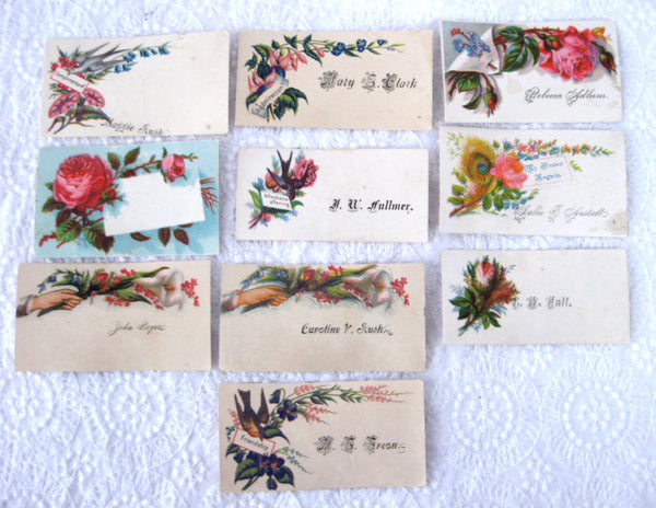 Victorian Calling Card Set Of 10 Flowers Birds Mottos Various 1880-190 ...