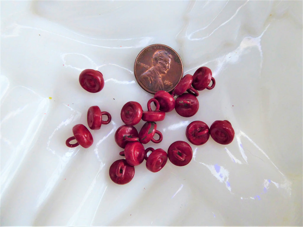 Victorian Lipstick Red Shoe Buttons 17 Red Painted Glove Buttons Pin S ...