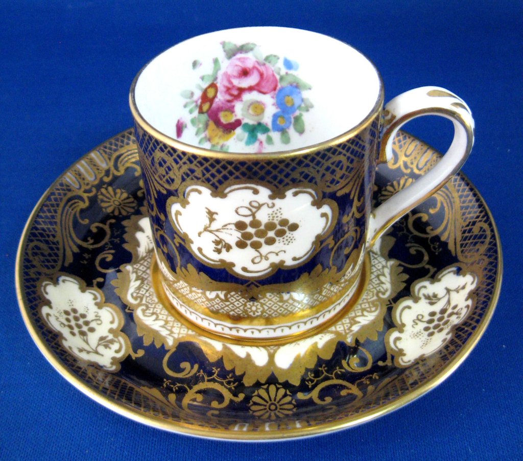 Fancy Edwardian Cup and Saucer Cabinet Crown Staffordshire England Flo ...