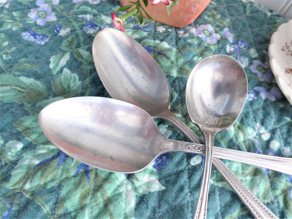 Vintage Silverplate Spoons Set of 3 Sugar 2 Serving Queen Bess Sherato ...