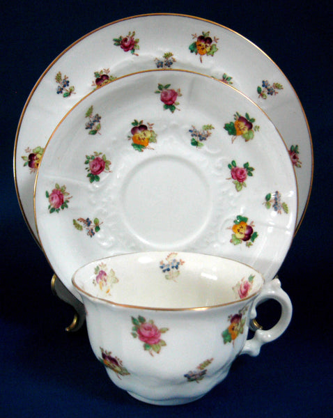 Edwardian Teacup Trio Adderleys Spray 96 Roses Pansies Forget Me Nots ...