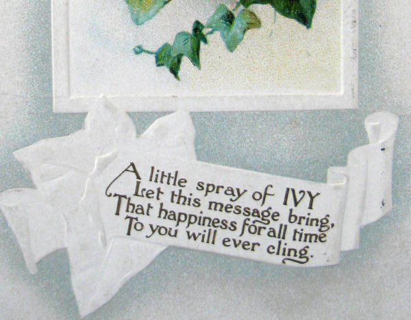 Embossed Christmas Postcard 1910 Wishing You A Merry Xmas Ivy Poem ...