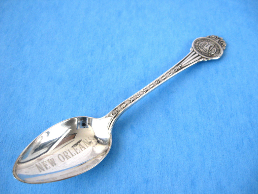 New Orleans Sterling Silver Souvenir Spoon 1920s Engraved Shield Finia ...