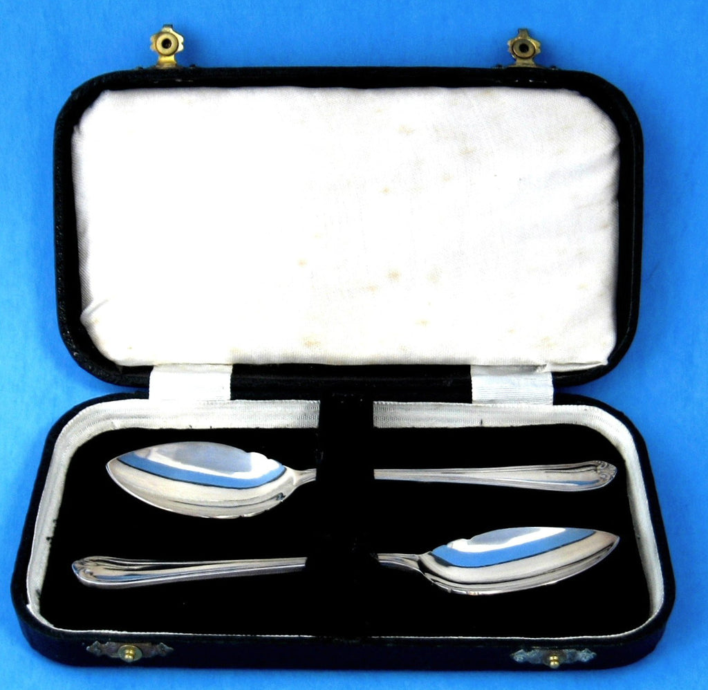 Boxed Pair English Jam Spoons Jelly Spoons 1920s EPNS Art Deco 2 Match ...