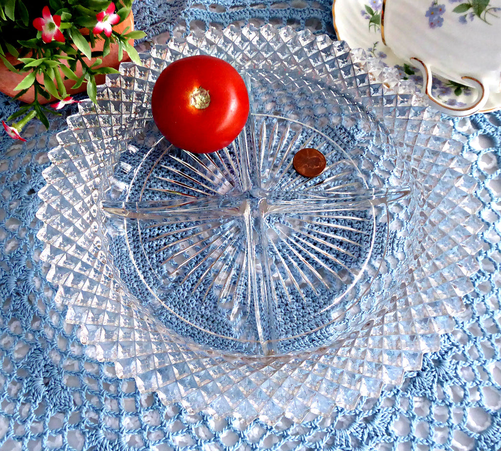 Miss America 4 Part Divided Relish Dish Glass Plate Depression Glass H ...