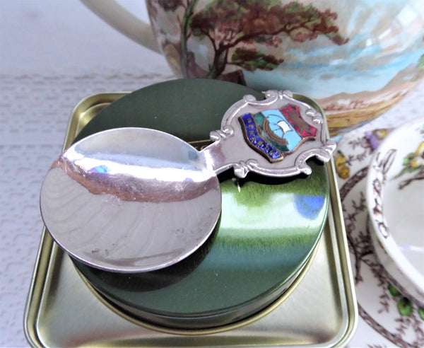 Tea Caddy Spoon Penarth Wales Tea Scoop 1930s Souvenir Enamel Finial C ...