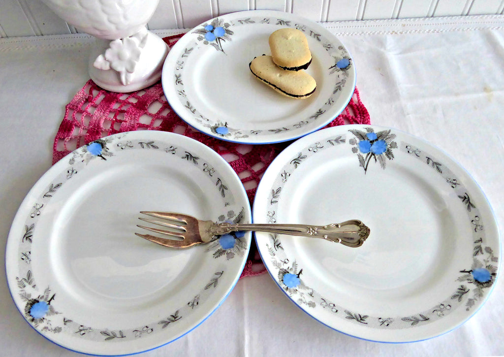 Shelley England Set of 3 Blue Acacia Mimosa 7 Inches Plates Art Deco 1 ...