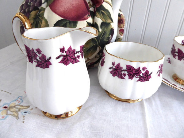 Cream And Sugar Purple Leaves Clare England 1950s Sugar and Creamer Bo ...