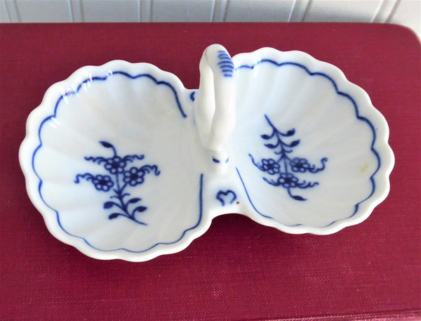 Vintage Czech Porcelain Double Open Salt Blue Onion 1940s Blue White ...