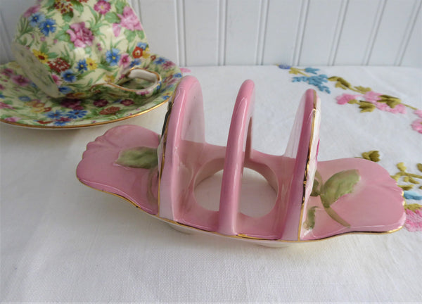 Royal Winton Pink Petunia Toast Rack Vintage 1940s Toast Holder Letter ...