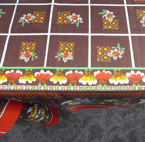 Retro Colors Tablecloth 60 Square Bark Cloth Tea Cloth Bridge Cloth Fa ...