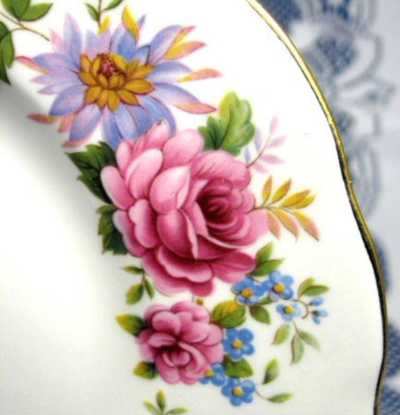 Queen Anne Serenade Salad Floral Border Luncheon Plate English Bone Ch ...