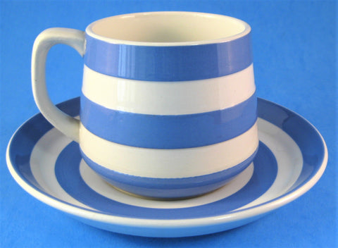Cup And Saucer Cornishware T G Green Blue and White Stripes 1960s Judi ...