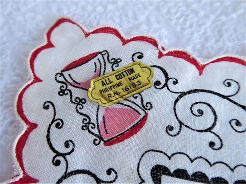 Calendar Handkerchief 1965 Original Sticker Monthly Flowers Dates Hank ...