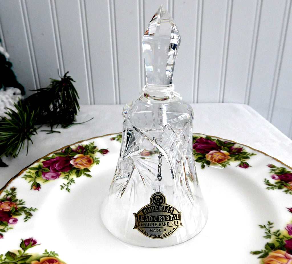 Bohemian Faceted Crystal Hostess Bell Pinwheel 1980s Czechoslovakia Su ...