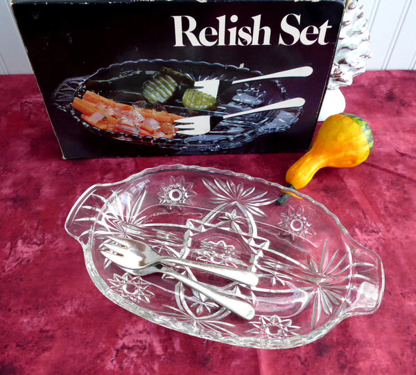 Divided Relish Dish Leonard Silver 2 Forks 2 Part Party Server Origina ...