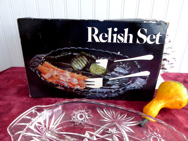 Divided Relish Dish Leonard Silver 2 Forks 2 Part Party Server Origina ...