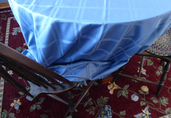 Oval Blue Window Pane Tablecloth 80 By 60 Silky Dinner Party Wedgwood ...