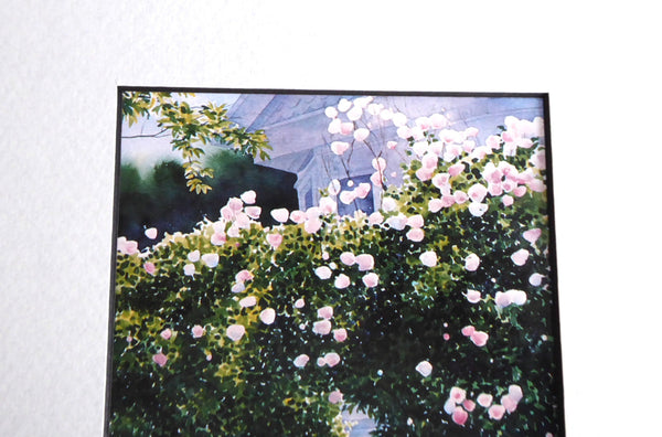 Rose Arbor Watercolor Print Barbara Fox Matted 1992 Victorian Garden P ...