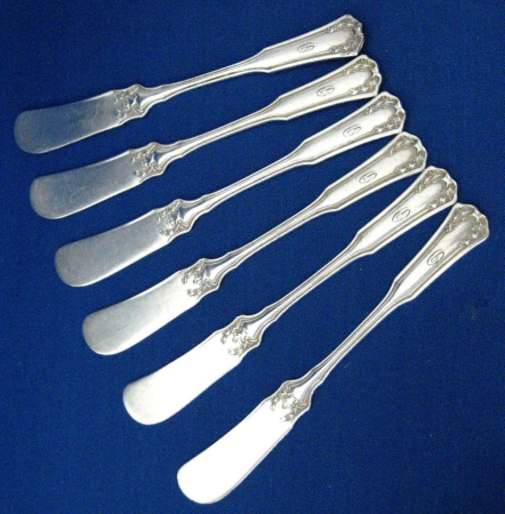 Edwardian Wallace Silver Laurel Butter Spreaders Antique Set Of 6 Init ...