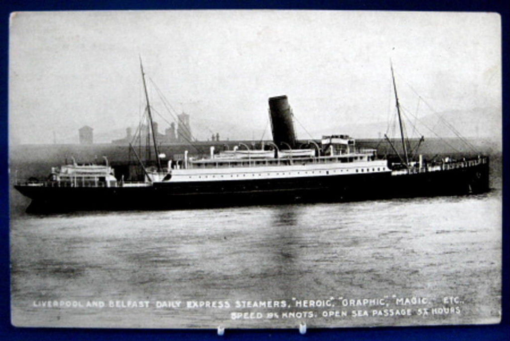 Steamship Postcard Real Photo Liverpool Belfast Daily Express L&NW Rai ...